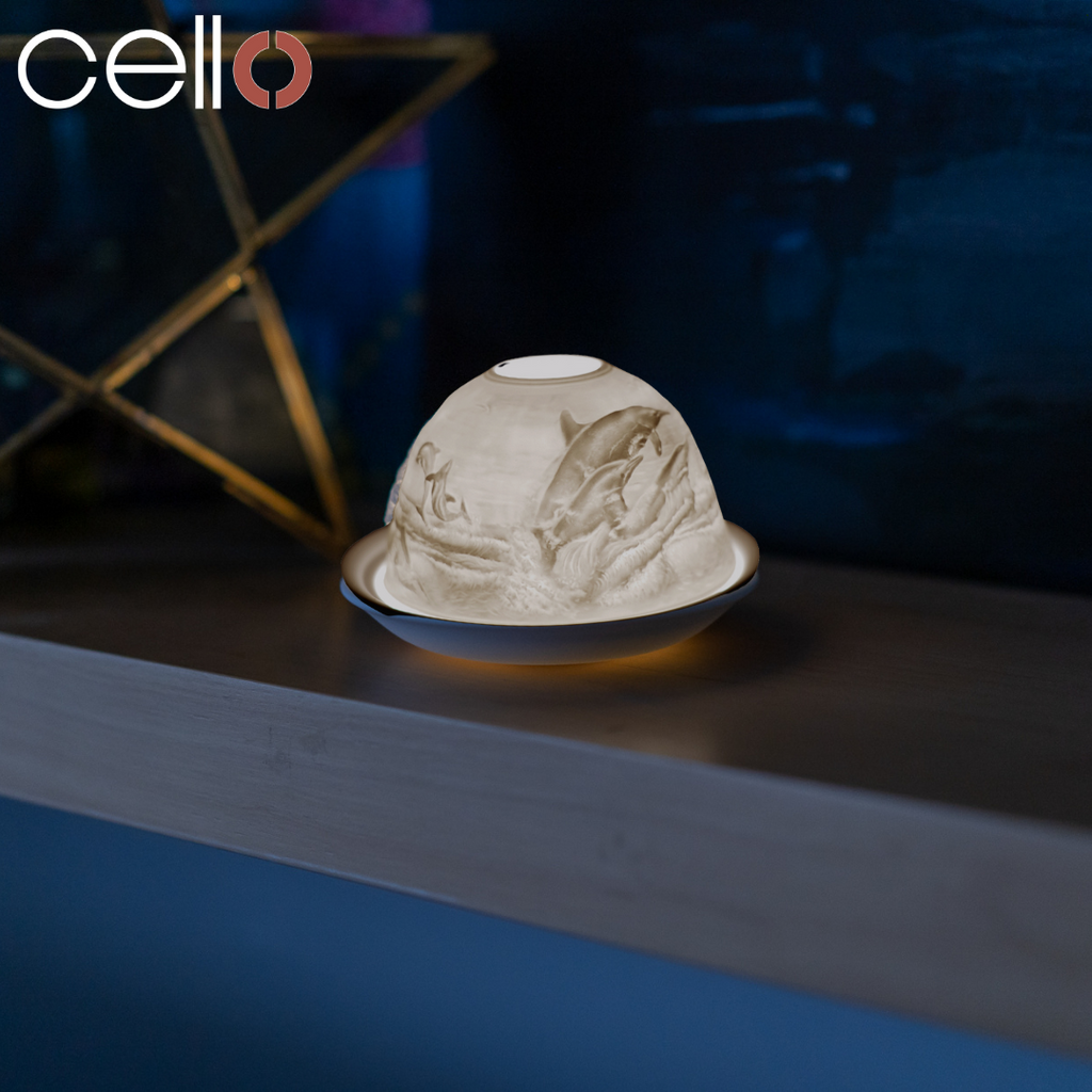 Cello Porcelain Tealight Holder Dome - Dolphin | Collectables