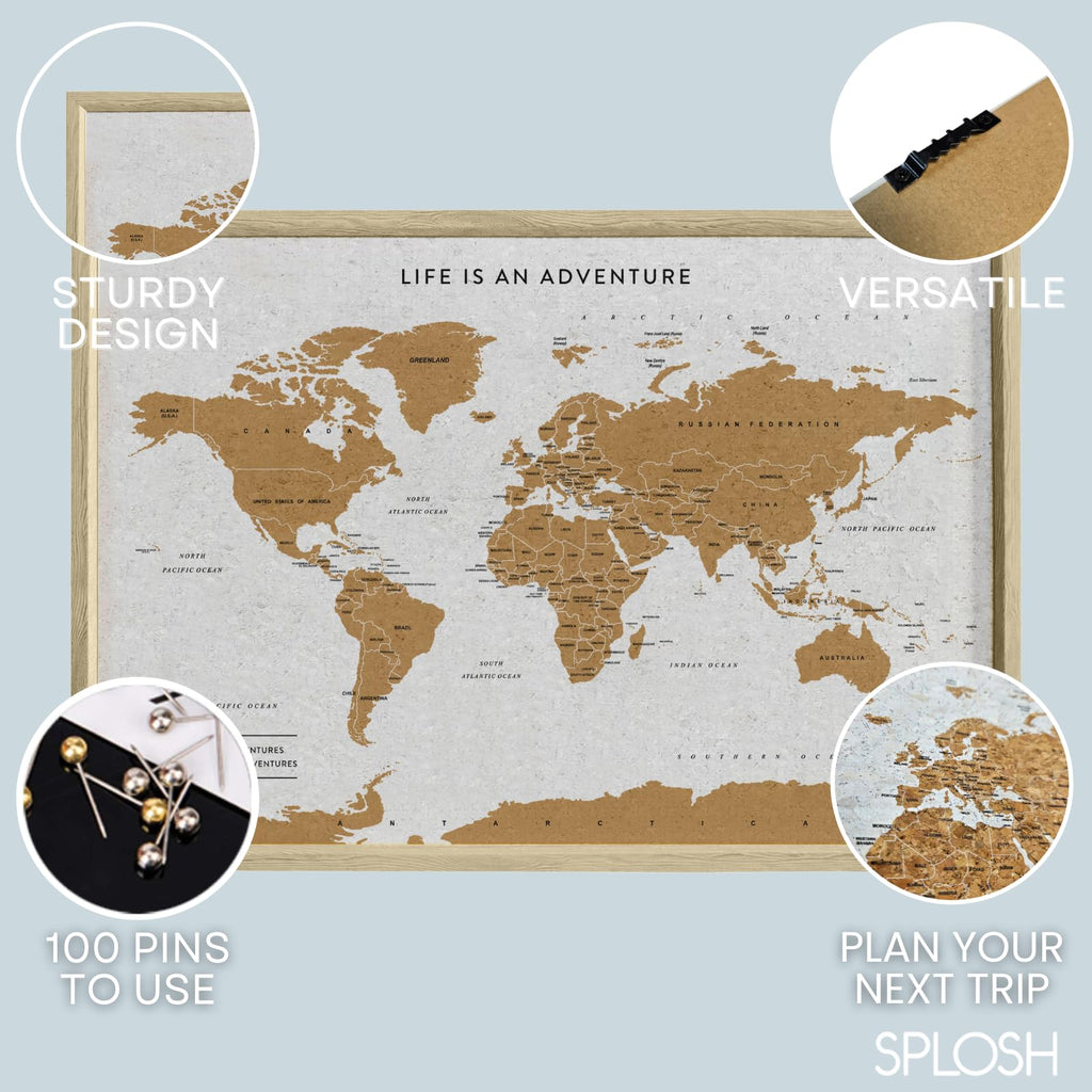 Splosh - Travel Map - XL Desk World - White | Collectables