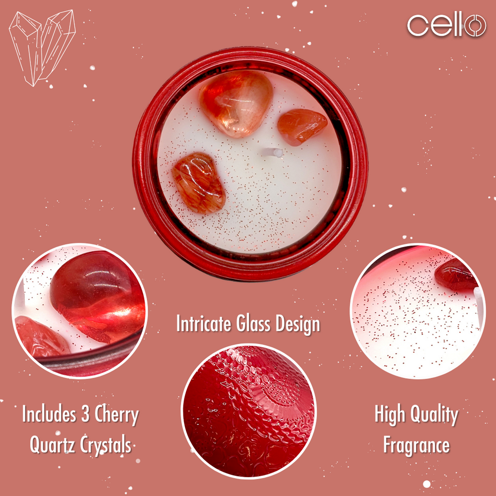 Cello Gemstone Candle - Cherry Quartz | Collectables