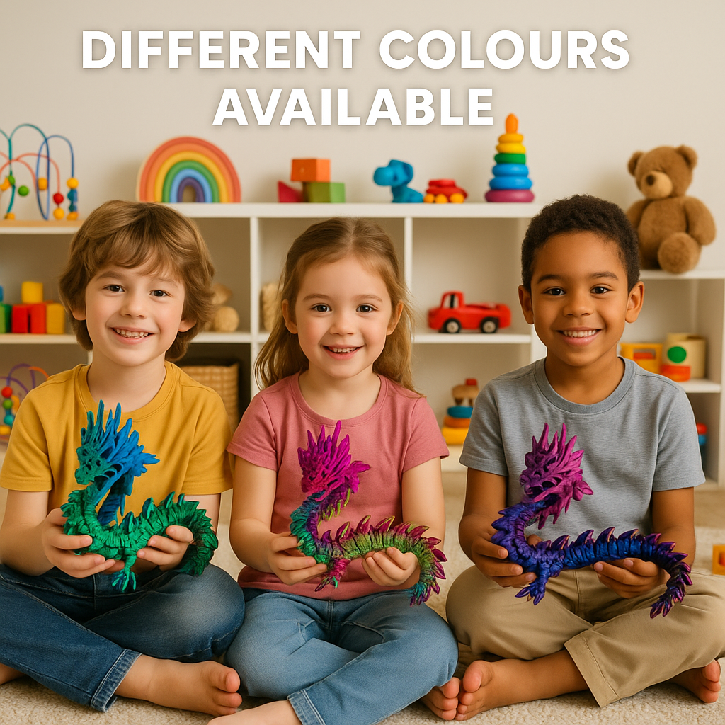 3D Printed Large Chinese Dragon - Blue & Green | Fidget Toy | Collectables