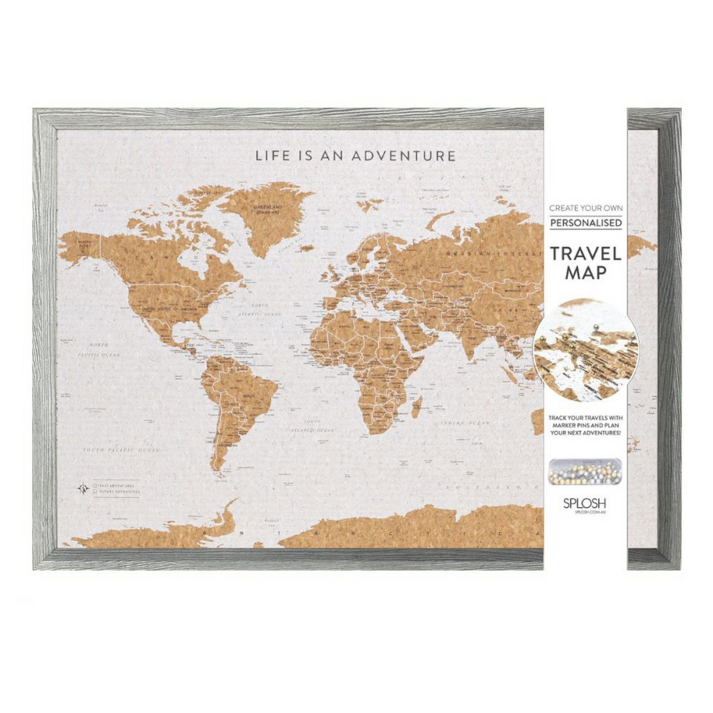 Splosh Travel Map - Grey World Map | Collectables