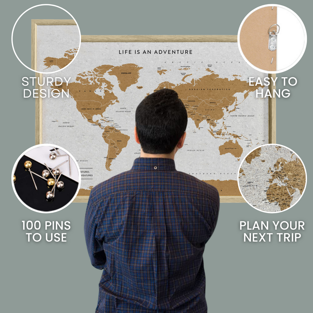 Splosh Travel Map - World Map - Large - White | Collectables