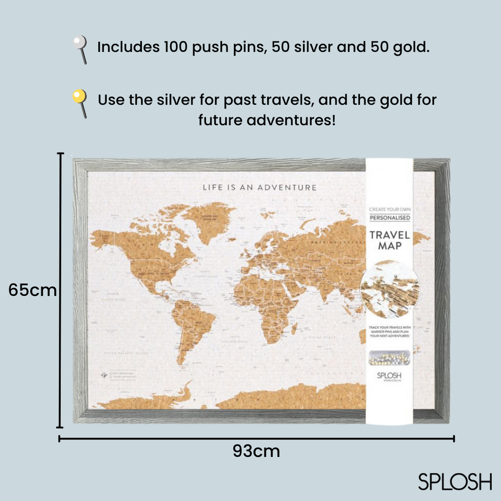Splosh Travel Map - Grey World Map | Collectables