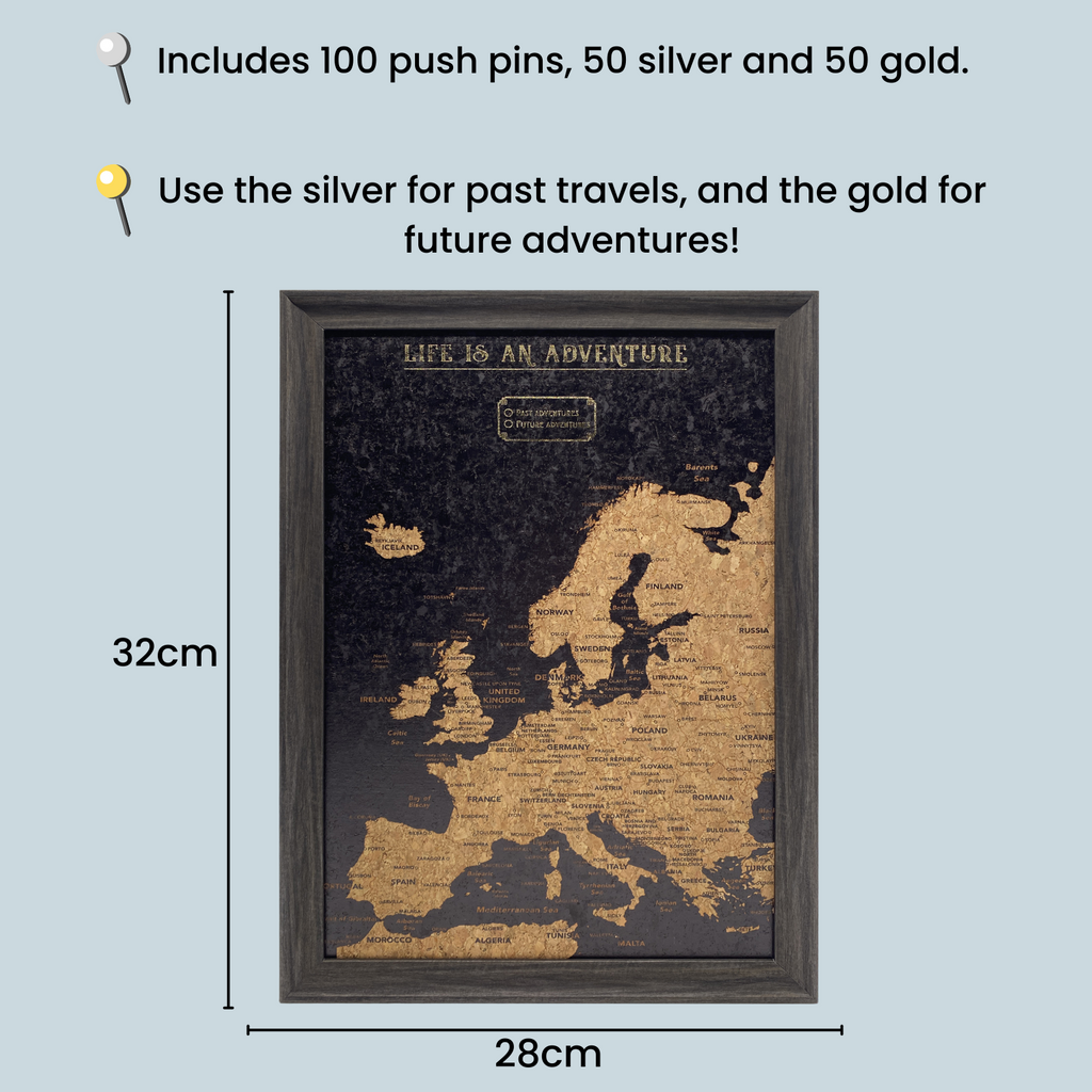 Splosh Travel Map - Europe Map - Small - Black | Collectables