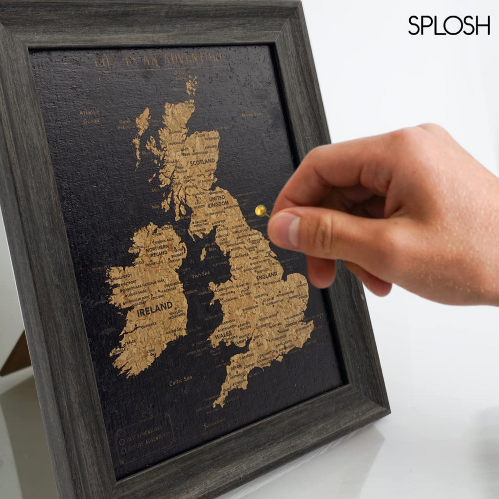 Splosh Travel Map - UK & Ireland Map - Desk - Black | Collectables