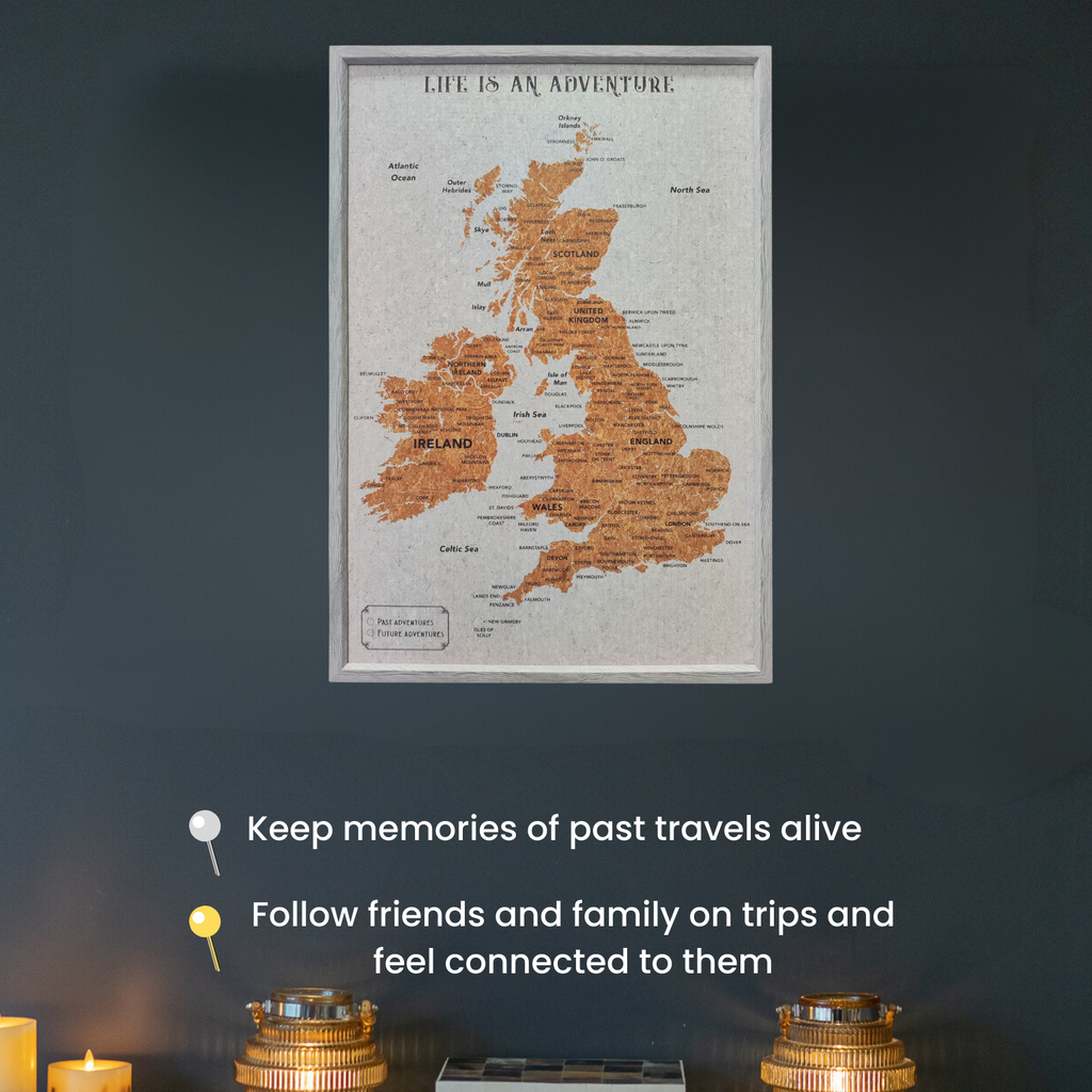 Splosh Travel Map - UK & Ireland Map - Large - Grey | Collectables