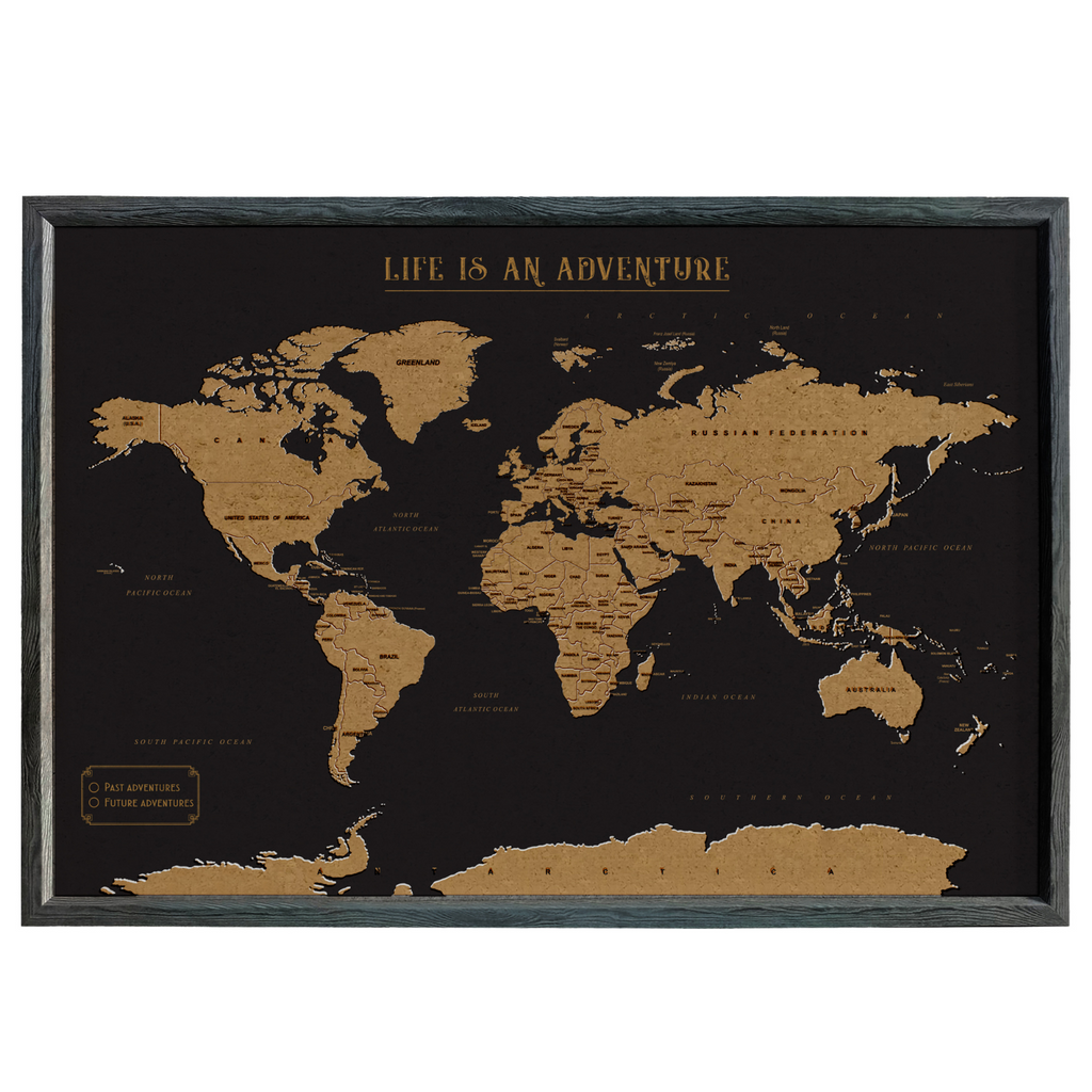 Splosh Travel Map - World Map - XL Desk - Black | Collectables