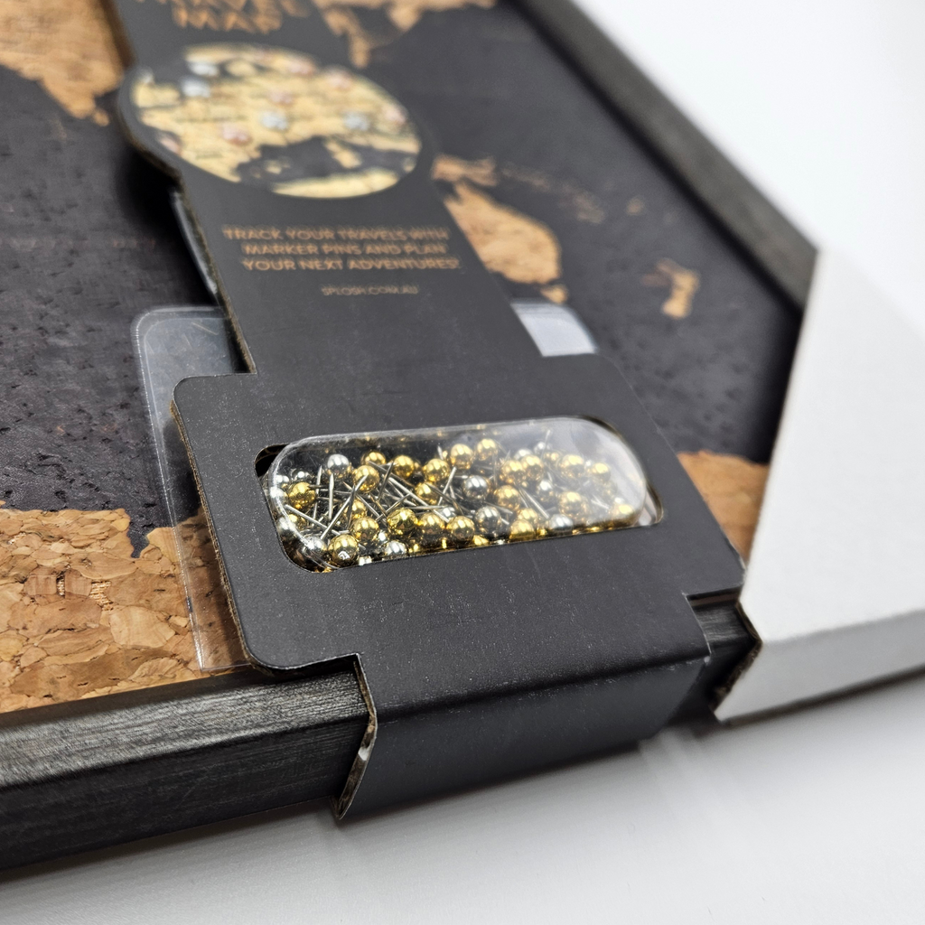 Splosh Travel Map - World Map - XL Desk - Black | Collectables