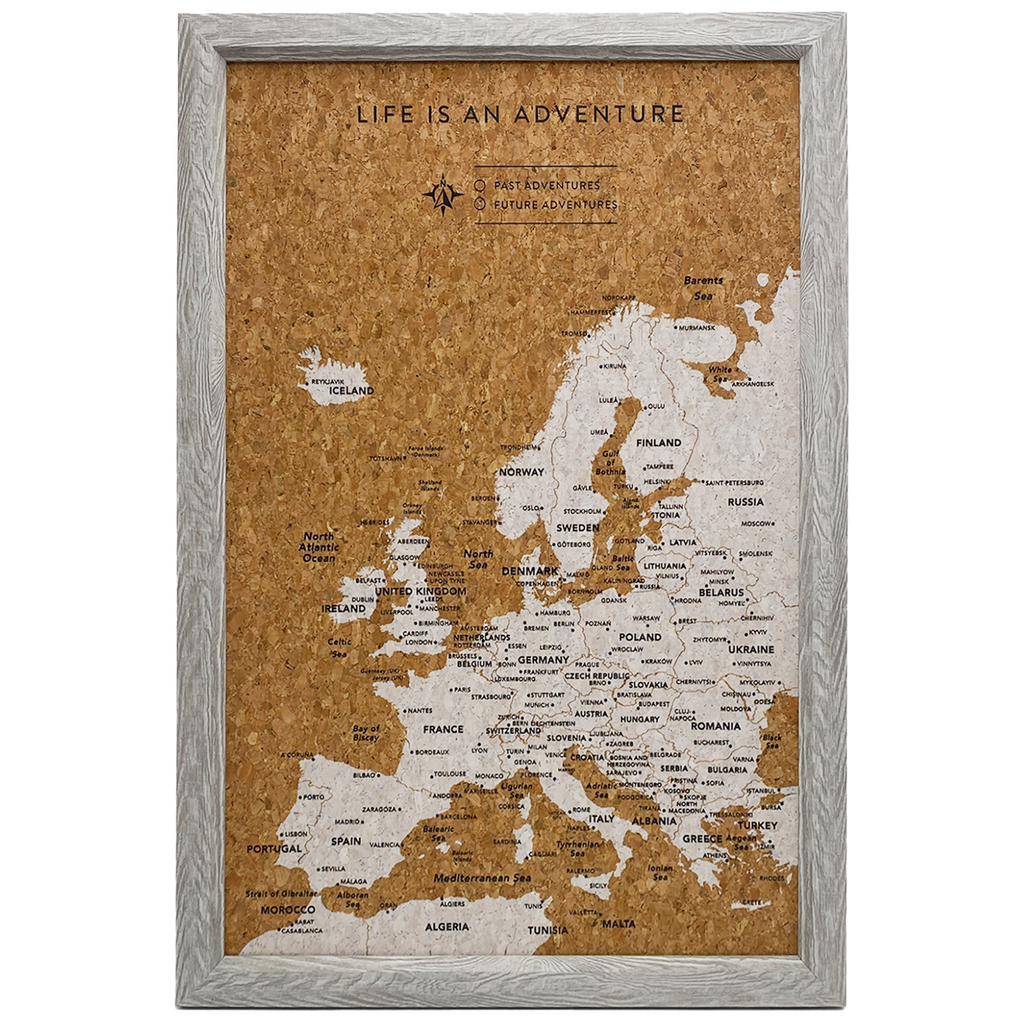 Splosh Travel Map - Inverted Europe Map - Small - Grey | Collectables