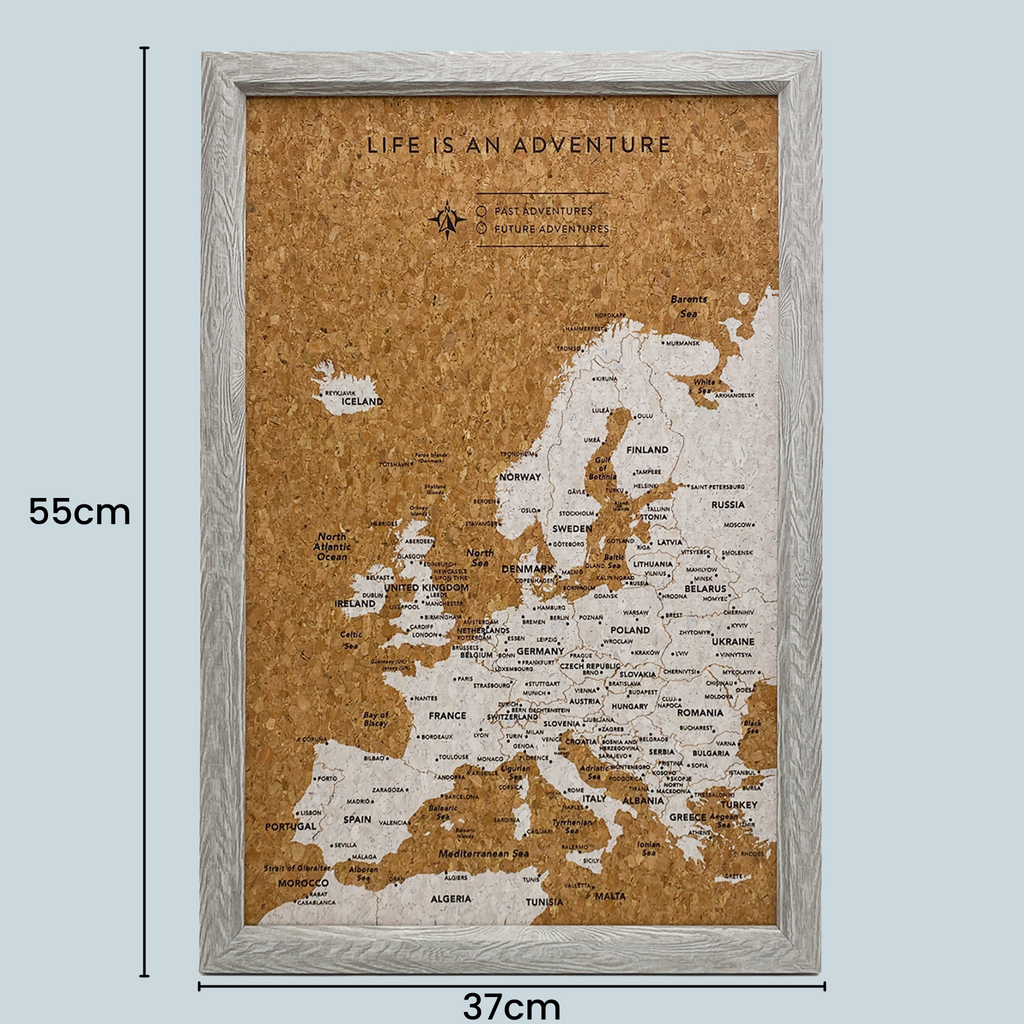 Splosh Travel Map - Inverted Europe Map - Small - Grey | Collectables
