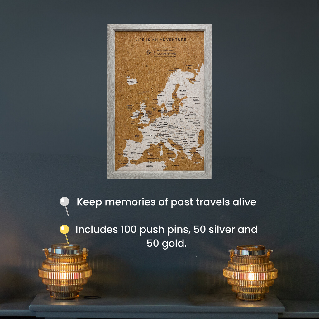 Splosh Travel Map - Inverted Europe Map - Small - Grey | Collectables