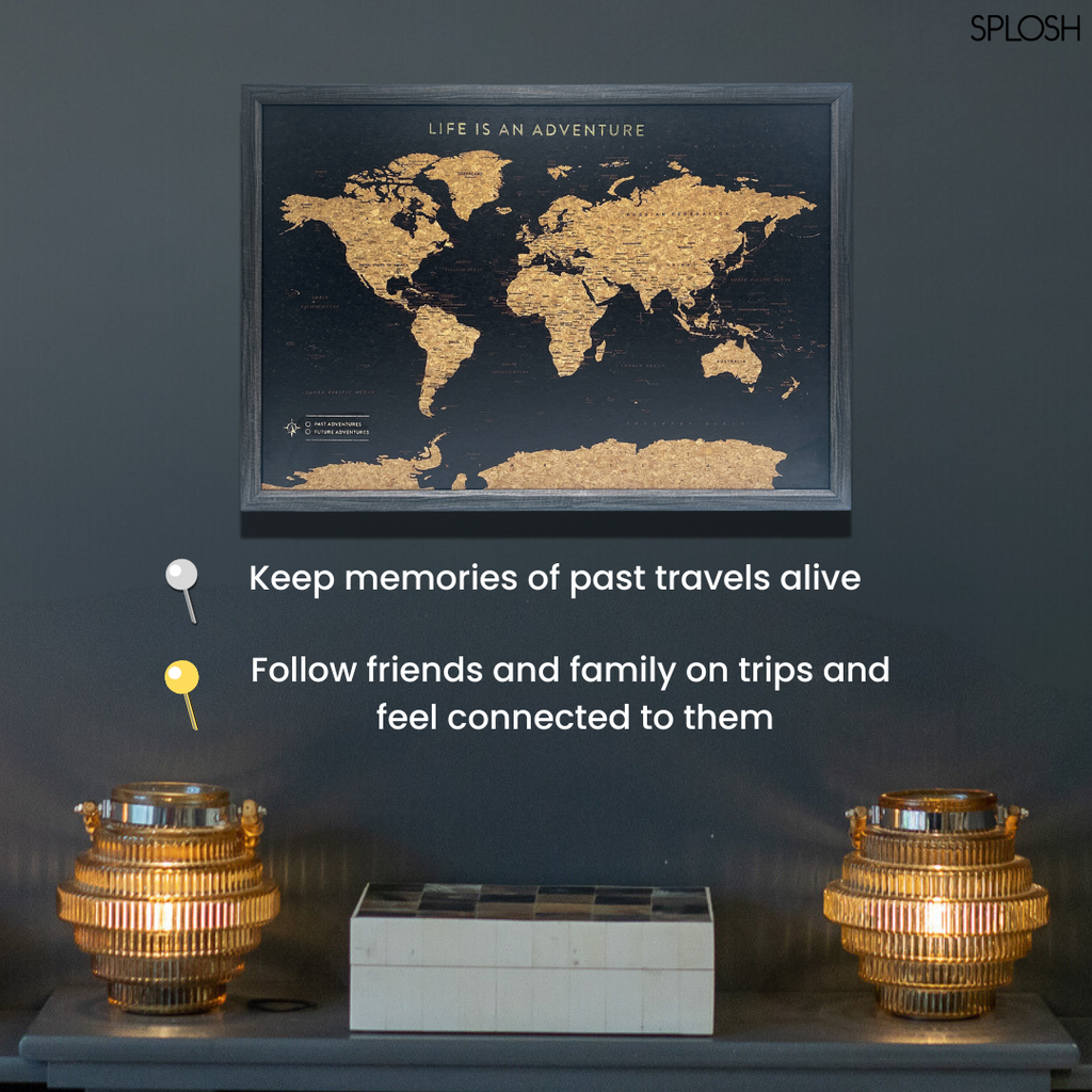 Splosh Travel Map - Medium World Map - Black | Collectables