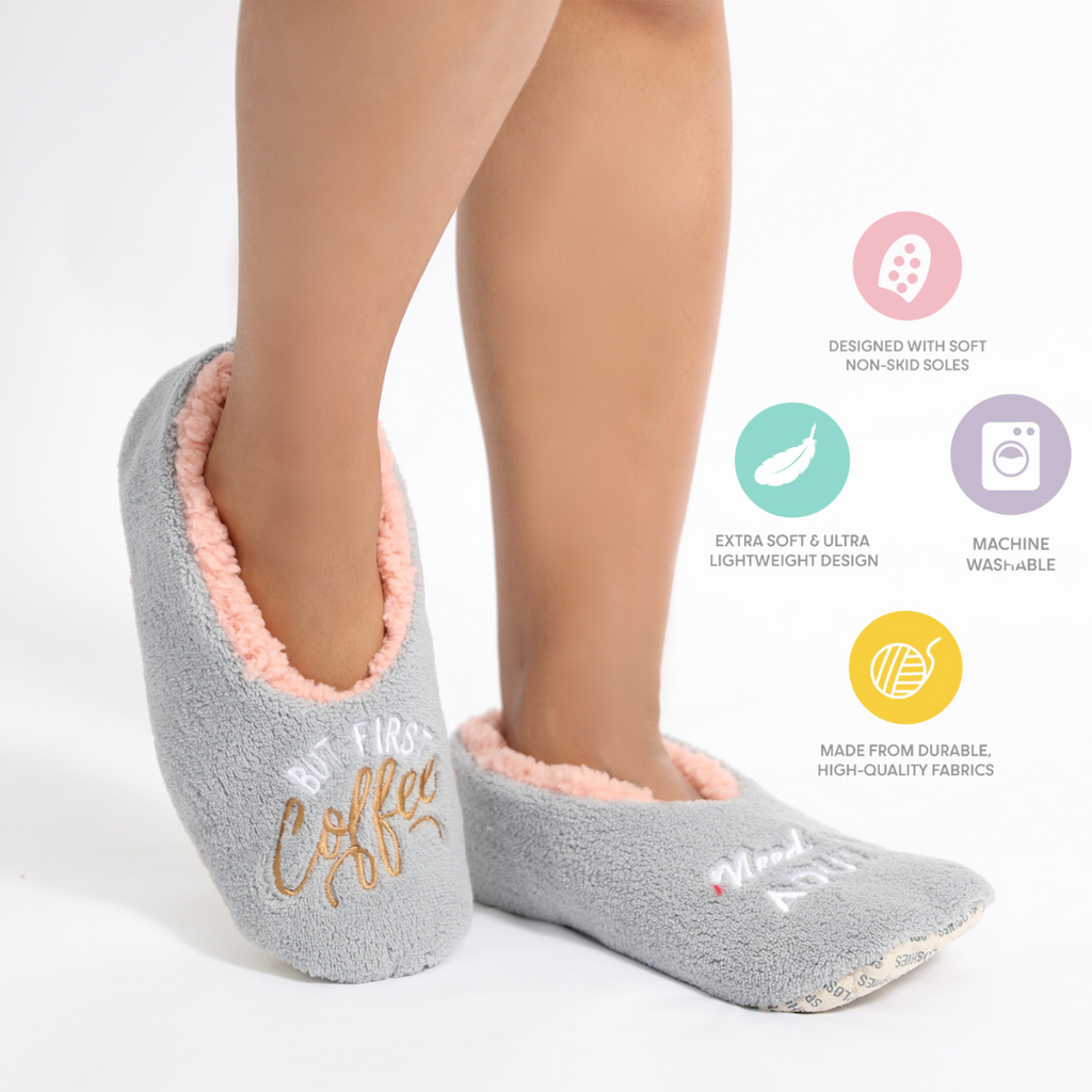 Splosh Women's Grey Coffee Slippers | Collectables